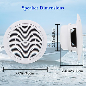 STUDIOFINIX Marine Speakers 6.5 Inches 2-Way 240W Bluetooth Waterproof Flush Mount Resistant Outdoor Audio Stereo Sound System Perfect for Boat ATV UTV Golf Cart RV Bathroom(2 Pairs,White)