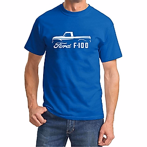 1961-66 Ford F100 Pickup Truck Classic Outline Design Tshirt Royal Blue (XL)