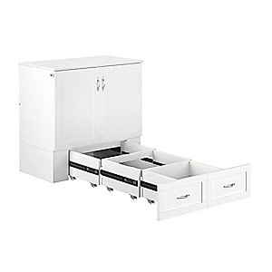 Bowery Hill Wood Twin Extra Long Murphy Bed Chest in White