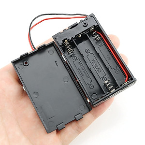 E-outstanding AAA Battery Case 4PCS 3 x 1.5V AAA Battery Case Holder,3 Slots x 1.5V AAA Battery Spring Clip Storage Box with ON/Off Switch and Wire Leads