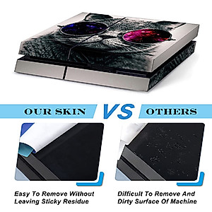 FOTTCZ Whole Body Vinyl Skin Sticker Decal Cover for PS4 Console and 2PCS Controllers Skins Cool Cat