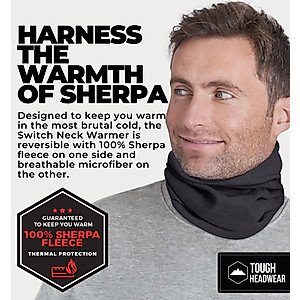 Tough Headwear Neck Warmer - Winter Fleece Neck Gaiter & Fleece Neck Warmer - Ski Gaiter for Men - Reversible Neck Gaiter for Cold Weather