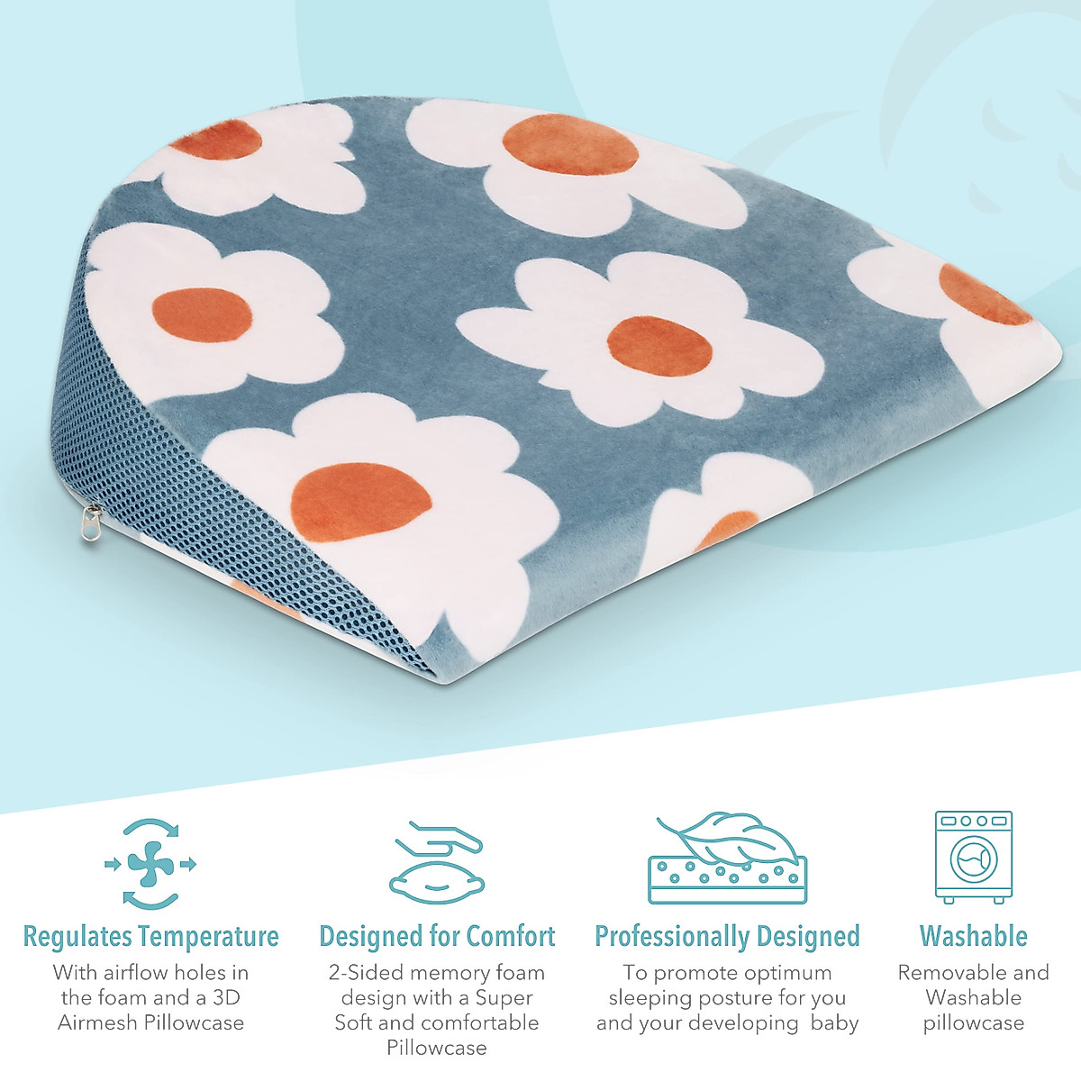 TinyYears Pregnancy Wedge Pillows for Sleeping | Breathable Maternity Wedge Pillow | Memory Foam Pregnancy Pillow | Side Sleeper Pregnancy Belly Support Pillow | Provides Support While Side Sleeping