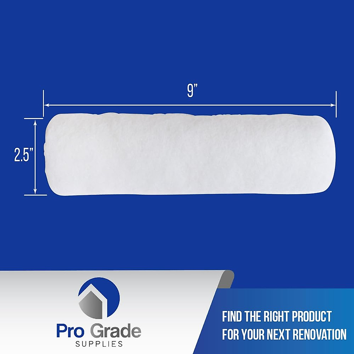 Pro Grade - Paint Roller Covers - 3/8 X 9 Inch White Nylon 5 Pack