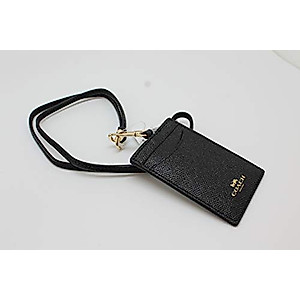 Coach ID Lanyard Badge Holder In Crossgrain Leather (Black/Gold)