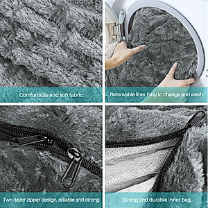 cjc Microsuede 6FT 7FT Foam Giant Bean Bag Cover Memory Living Room Chair Lazy Sofa Slipcovers(Light Grey, 6FT 150 * 75cm)