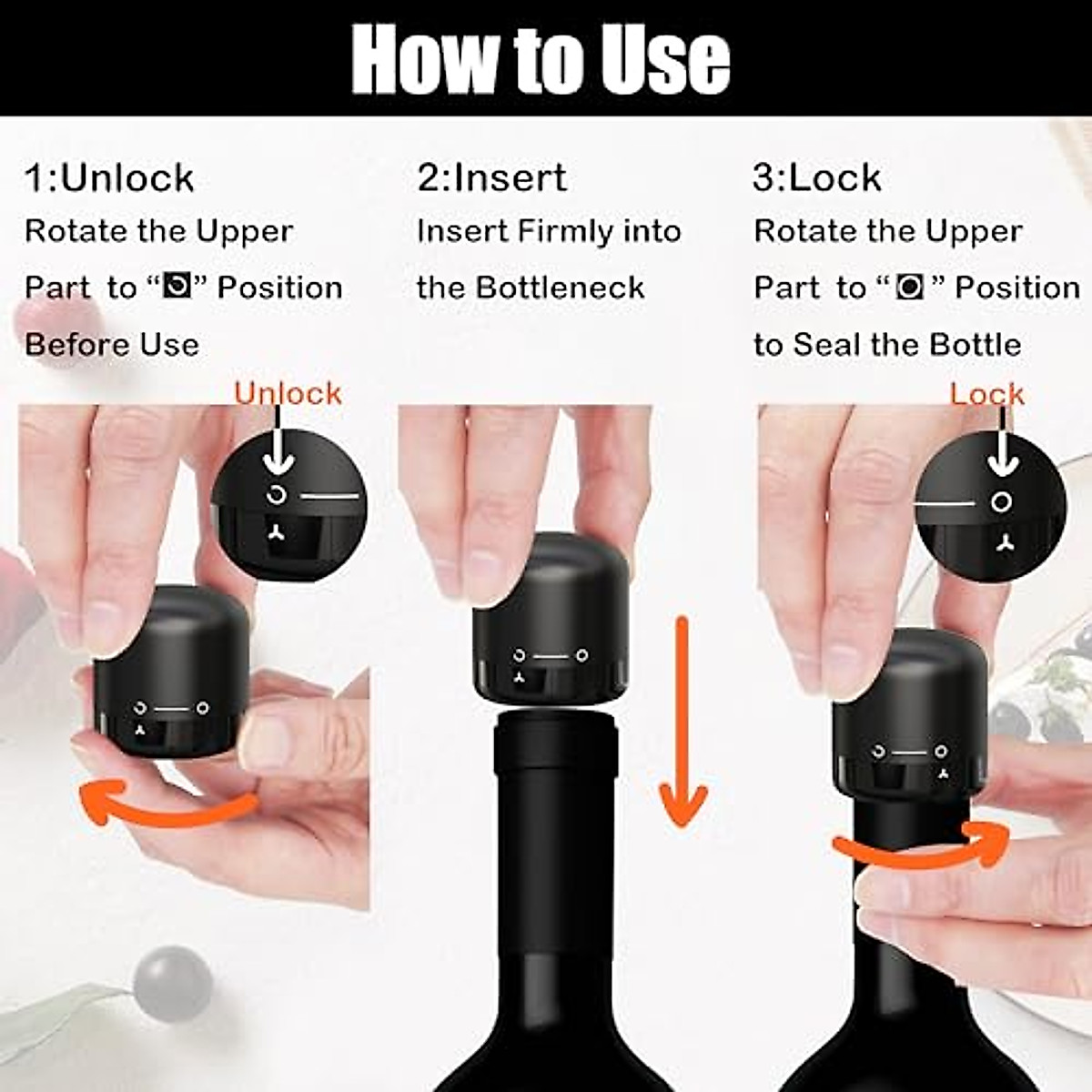 Hosslearlear Wine Stoppers for Wine Bottles, Silicone Reusable Corks Wine Preserver, Cute Wine Accessories - Set of 2