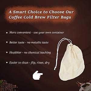 PalpitateC Cold Brew Coffee Bag Compatible with Toddy Cold Brew Systems, Mason Jars, Pitchers Cold Brew Maker, for 12" x 11" Cotton Reusable Coffee Filter Bag with Drawstring (1 Pack)