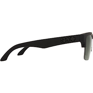 SPY Optic Helm 50/50, Square Semi-rimless Sunglasses, Color and Contrast Enhancing Lenses, Soft Matte Black - Happy Gray Green Polarize Lenses