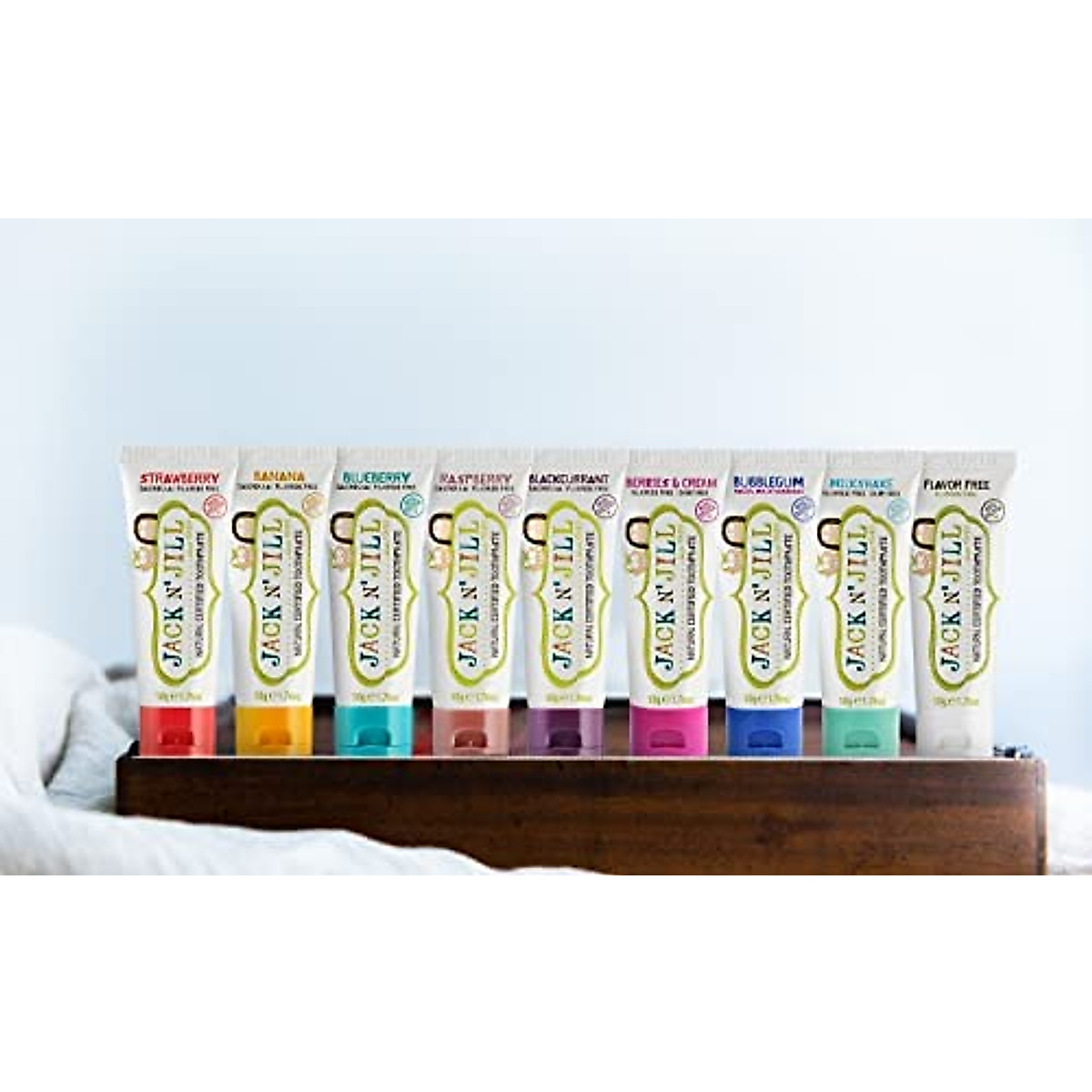 Jack N' Jill Kids Natural Toothpaste - Kids Toothpaste Fluoride Free, Organic Flavors, BPA Free SLS Free, Makes Tooth Brushing Fun for Kids - Blueberry & Strawberry, 1.76 oz (Pack of 4)