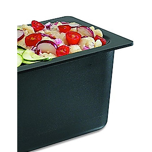 San Jamar Chill-It 1/6 Size Food Pan Insulated Food Pan for Kitchens and Restaurants, Plastic 6.5 Inches Deep, Black
