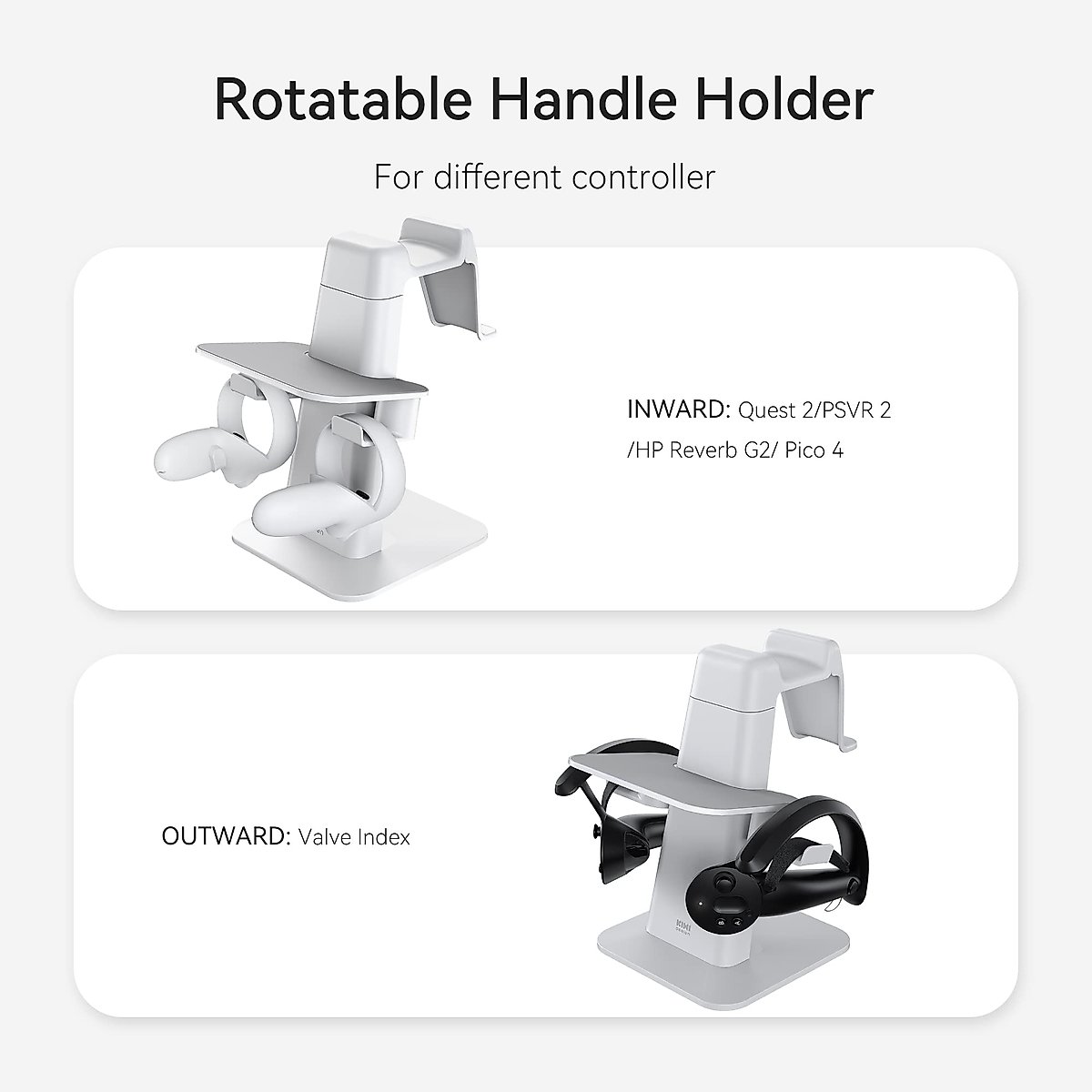 KIWI design VR Stand Accessories Compatible with Quest 2/PSVR 2/Valve Index/HP Reverb G2/ Pico 4/Quest VR Headset and Touch Controllers, Not Compatible with Quest 3 (Black)