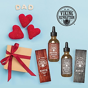 Viking Revolution Sandalwood and Unscented Beard Oil for Men - Natural Mens Beard Oil with Argan Oil and Jojoba Oil - Beard Softener, Strengthens and Moisturizes - Beard Conditioner for Men (2 Pack)