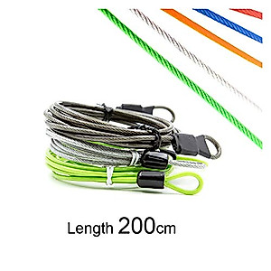 WCNMB Bicycle Lock 2m Bicycle Security Loop Cable Lock Scooter Guard Bike Motorcycle Helmet Protector Anti Theft Steel Wire Rope Line for Car Cover Convenient and Durable (Color : Green)