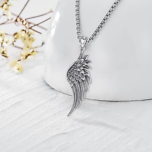 LOOVE Angel Wing Necklace for Women Sterling Silver Guardian Angel Necklace Wing Pendant Charm Angel Jewelry Women