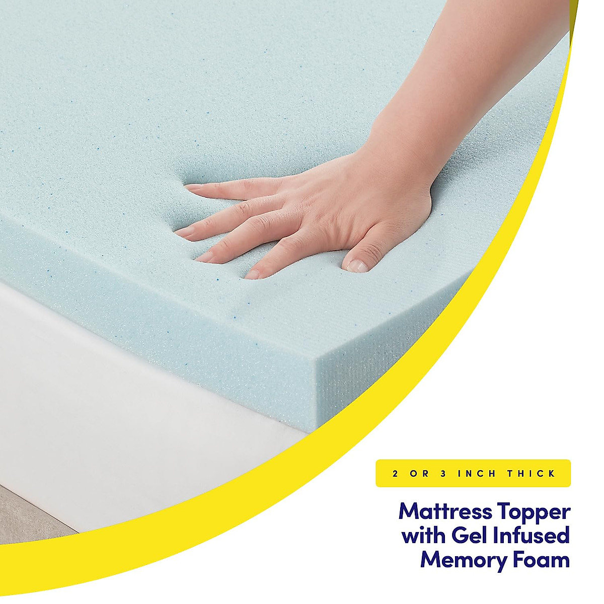 Sweet Home Collection Queen Mattress Topper 2 Inch Gel Infused Memory Foam Cooling Pad CertiPUR US Certified - Enhance Sleep Quality with Pressure Relief and Temperature Regulation, Queen, Blue