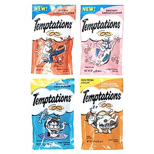 Temptations Cat Treats Variety Pack Bundle of 4 Flavor Pouches (Rockin? Lobster, Shrimpy Shrimp, Tempting Tuna, Tantalizing Turkey; 3 oz Each)