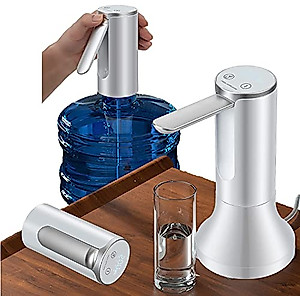 JrundMsoxz 5 Gallon Water Dispenser with Base, Electric Folding Water Pump with USB Charging and Auto-Off, Portable Water Dispenser for Universal 2-5 Gallons, Touch Screen and Low Noise (White)