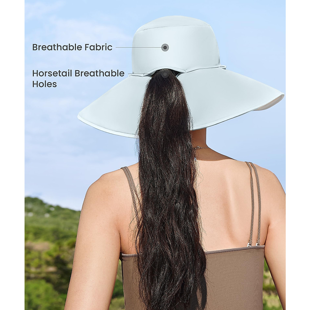 BENEUNDER Sun Hats for Women Wide Brim UPF 50+ Beach Hats for Women UV Protection Visor Hats for Fishing Hiking Gardening, White