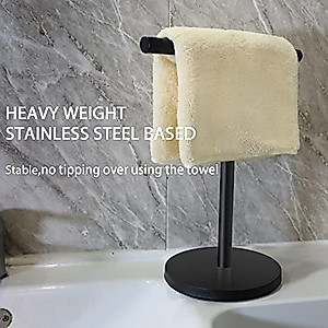 Hand Towel Holder Stand for Bathroom，Vanity Countertop Matte Black T-Shape Towel Rack Stand with Heavy Base，Towel Bar for Bathroom Kitchen (Black)
