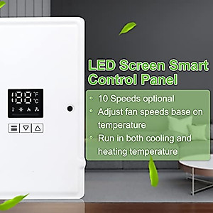 InfiniPower 10 Inch Register Booster Fan with Thermostat, High Velocity Ventilation Fans with 10 Gear Wind Speed Switch and High Precision Thermal Probe, White