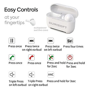 Curisoft True Wireless Earbuds - in-Ear Wireless Headphones, with Microphone, Touch Control
