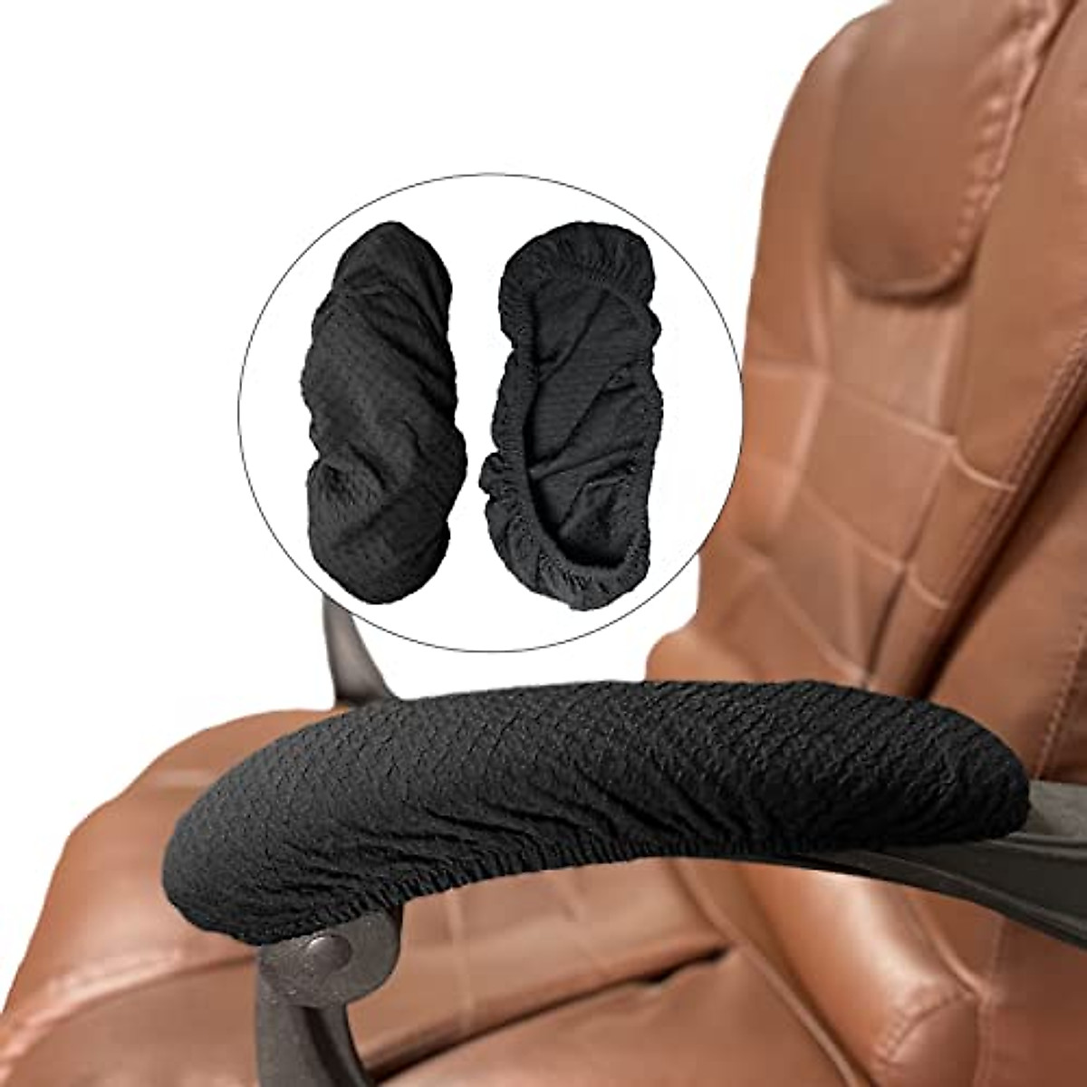 NeColorLife Office Chair Arm Covers Removable Chair Armrest Covers Stretch Desk Chair Arm Cover Washable Computer Chair Arm Covers Protectors for Office Chairs (Black,2Pcs/Set)