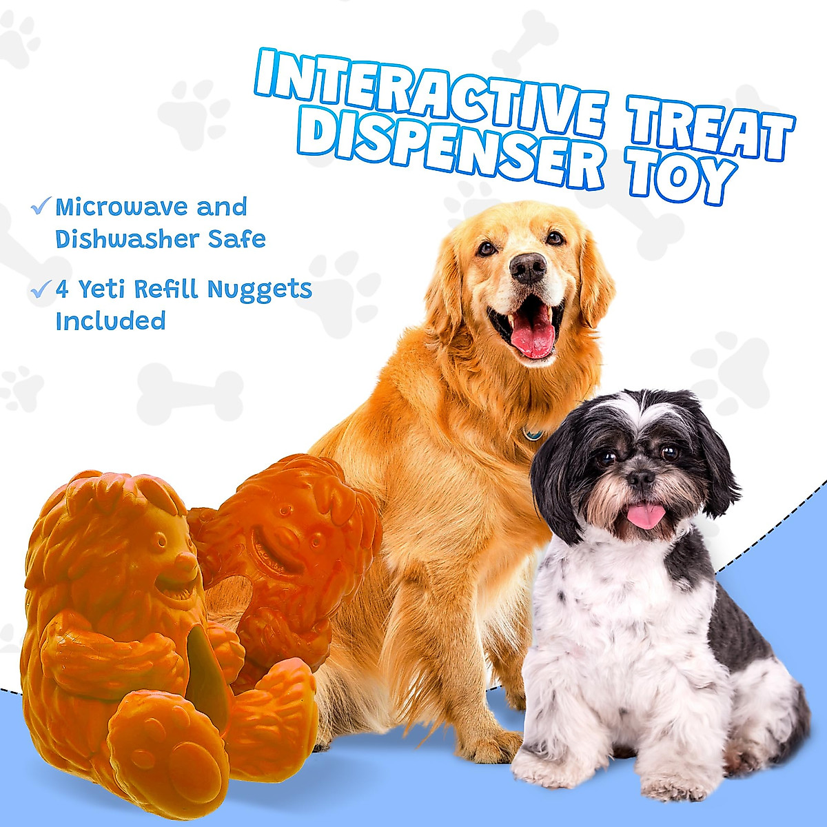 Yeti Puff and Play Dog Toy - Dog Chew Holder - Fun Stimulating Chew Toy for Teething, Behavior Training for Light to Moderate Chewers - Interactive Nuggets Treats Dispenser Puzzle - Yeti Orange