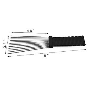 Afro Pick Lift Black Fist Metal Hair Comb, Detangle Wig Braid Hair Styling Comb for African by OSMOFUZE (No Fist Xtra-Long)