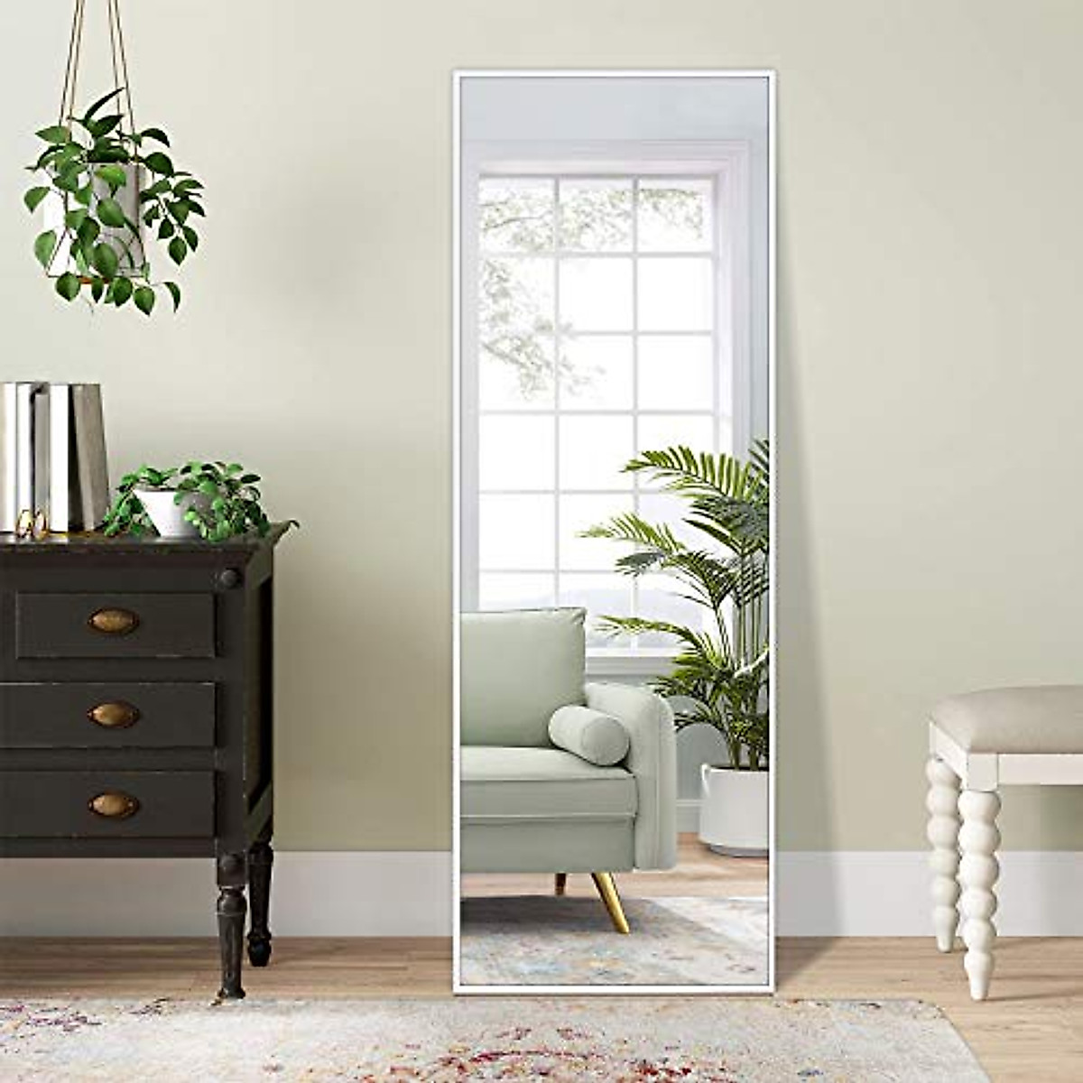 NeuType Full Length Dressing Mirror 65"x22" Large Rectangle Bedroom Floor Standing Wall-Mounted Mirror Hanging or Leaning Against Wall Aluminum Alloy Thin Frame (Silver)