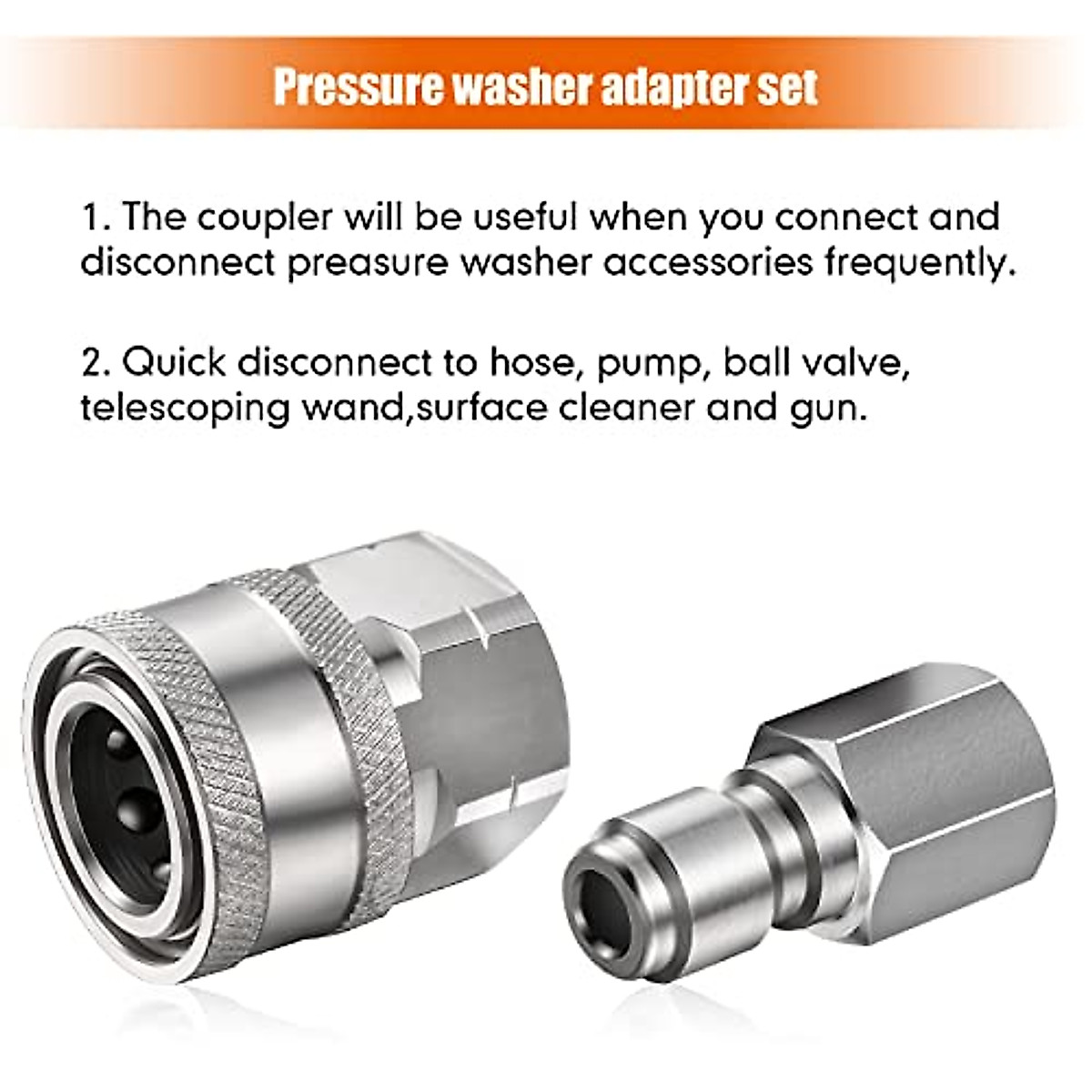 Shimeyao 4 Sets NPT 1/4 Inch Pressure Washer Coupler Quick Connect Plug Male Female 1/4 Quick Connect Fittings Pressure Washer Adapters Pressure Washer Accessories (Internal Thread)