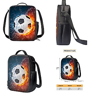 FOR U DESIGNS Teens Backpack Set 3 Piece Soccer Canvas Boys School Bags,Lunch Bags,Pencil Box 3 in 1