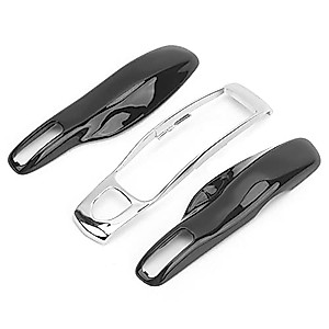Fydun Key Case Cove Car Remote Key Fob Shell Case Trim Protective Cover for Porsche 911 Panamera Macan Boxster(Baked black + silver shell)