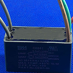 SaiDian 1Pcs Ceiling Fan Capacitor 5 Wire CBB61 2.5uf+3.5uf+4uf 250V 300V AC 50/60Hz
