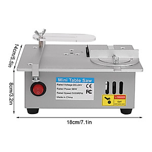 Bachin Mini Hobby Table Saw Handmade Woodworking Bench Saw 1/2" Adjustable Cut Depth, Seven Speed Adjustable Power Supply, Small Hobby Table Saw for Miniature Wood Craft Cutting