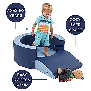 Factory Direct Partners 10422-NVPB SoftScape Lil Personal Space, Cozy and Safe Foam Retreat for Babies and Toddlers to Read, Snack, or Relax - Navy/Powder Blue