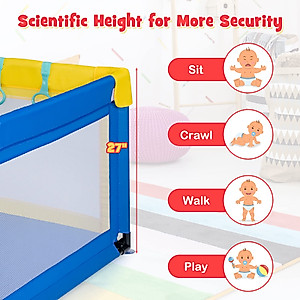 Costzon Baby Playpen for Toddler, Large Play Yard Indoor & Outdoor Kids Activity Center with Ocean Balls, Non-Slip Suction Cups, Handlebars, Breathable Mesh & Zipper Door, Playpen for Babies