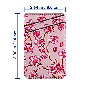 Diascia Pack of 2 - Cellphone Stick on Leather Cardholder ( Cherry Blossom Watercolor Painting Pattern Pattern ) ID Credit Card Pouch Wallet Pocket Sleeve