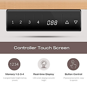 Homall Electric Height Adjustable Standing Desk 55 x 28 Inches Computer Desk Stand Up Home Office Workstation Desk T-Shaped Metal Bracket Desk with Wood Tabletop and Memory Settings （Beige）