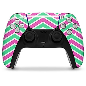WraptorSkinz Skin Wrap compatible with Sony PS5 DualSense Controller Zig Zag Teal Green and Pink (CONTROLLER NOT INCLUDED)