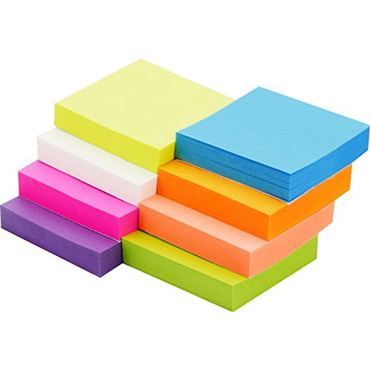 4A 4A 2028-N Sticky Notes, 2 x 2 Inches, Small Size, Self-Stick Notes, 100 Sheets/Pad, 8 Pads/Pack, Neon Color