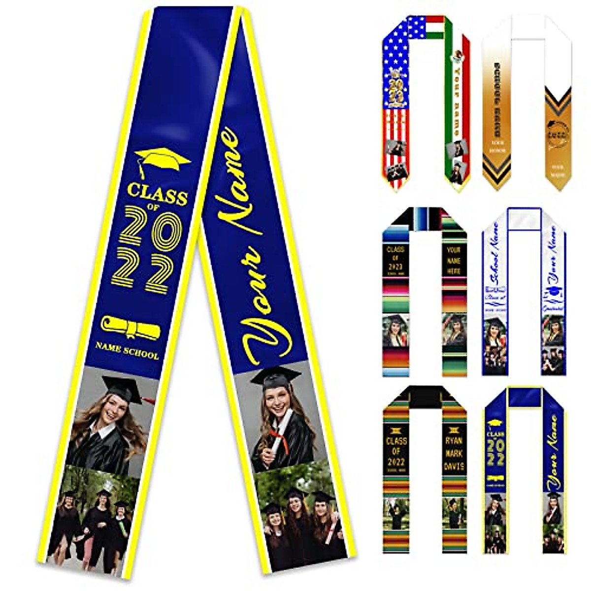 Aokizkdzsw Custom Stole Graduation Personalized 2022，Graduation Sash Class of 2022，Graduation Gifts for Valedictorian and Salutatorian (Style 5)