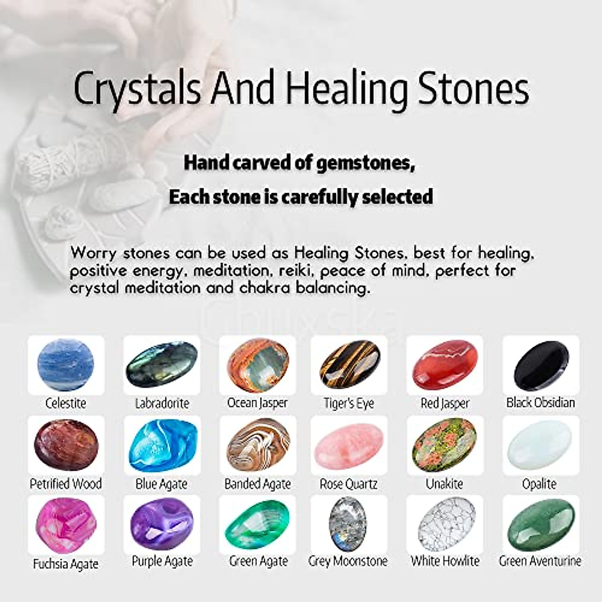 Gbuxska Blue Lace Agate Crystal Stone, Natural Blue Worry Stone Crystals and Healing Stones for Anxiety, Irregular Shape