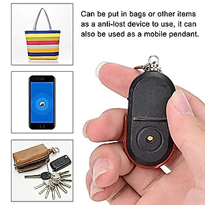 Whistle Key Finder, Wireless Anti Lost Alarm Key Finder Lost Sound LED Light with Battery Red Ey Keyring Locator Whistle (Red)