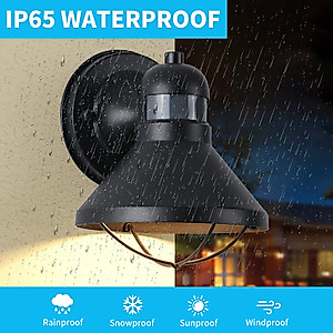 LONEDRUID Motion Sensor Outdoor LED Porch Wall Light Fixtures Dusk to Dawn Exterior Barn Wall Lantern Black Farmhouse Sconce Lighting Wall Mount Lamp for Garage Patio Balcony Doorway