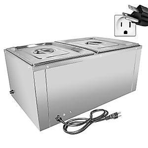 ALDKitchen Bain Marie Food Warmer | Electric Steam Buffet Warmer | 110V (2 Tanks)