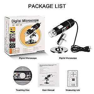 USB Microscope, 40X-1000X Digital Microscope 3 in 1 PCB Microscope Camera Magnification Endoscope Camera Portable Microscope, Metal Stand for Windows 7/8/10, Mac, Android with OTG, Linux