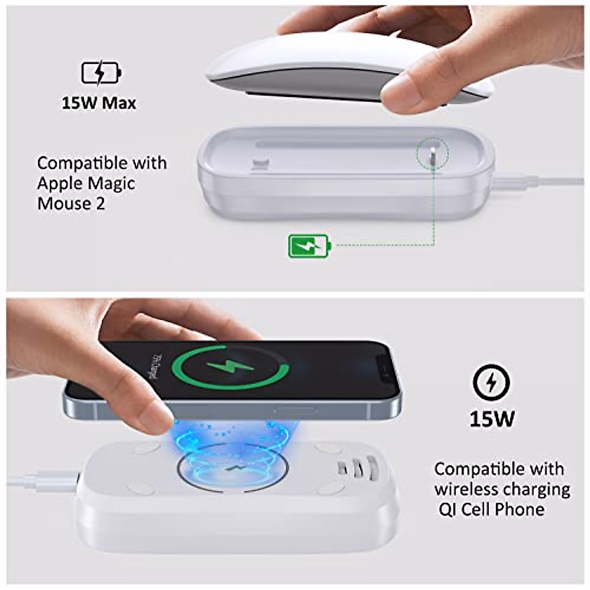 HONKID Charging Station for Magic Mouse 2 and Wireless Charging QI Cell ...