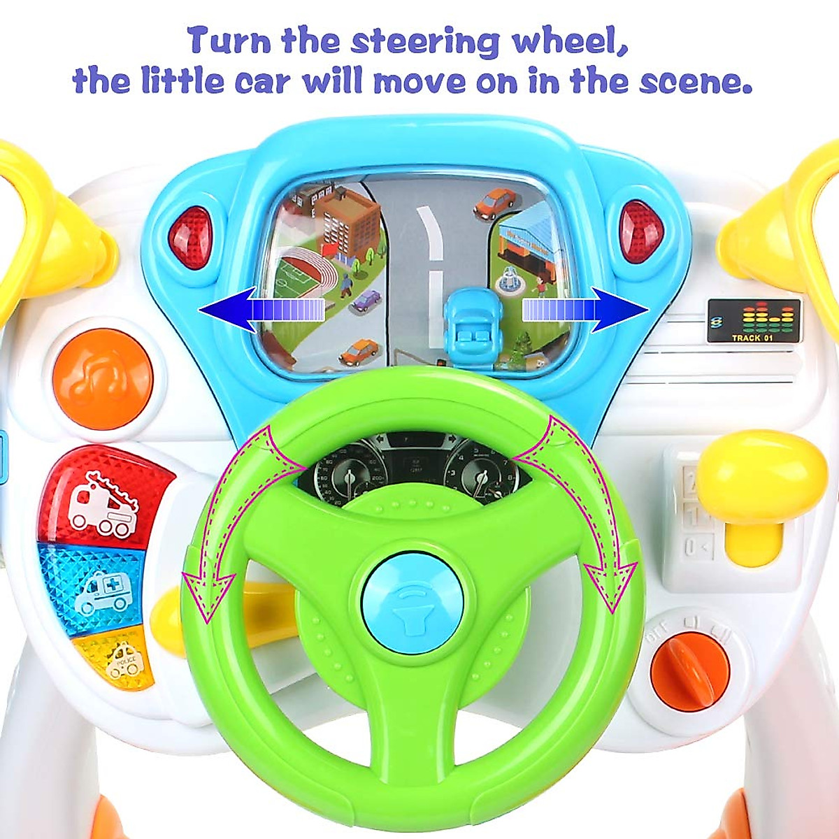 AMOSTING Pretend and Play Ride On Toys for Toddler Boys Girls Learning & Educational Baby Driver Toy Cars for Preschool Kids