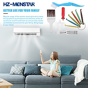 HZ-MONSTAR 5pcs Air Conditioner Fin Cleaner Set Fin Straightener and 2 Different Brush Condenser 3 Different Fin Comb Condenser Complete Category Evaporator Radiator Repair Clean Set